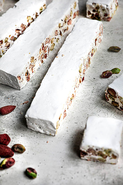 Homemade Pistachio Almond Nougat Candy Bars - Belula